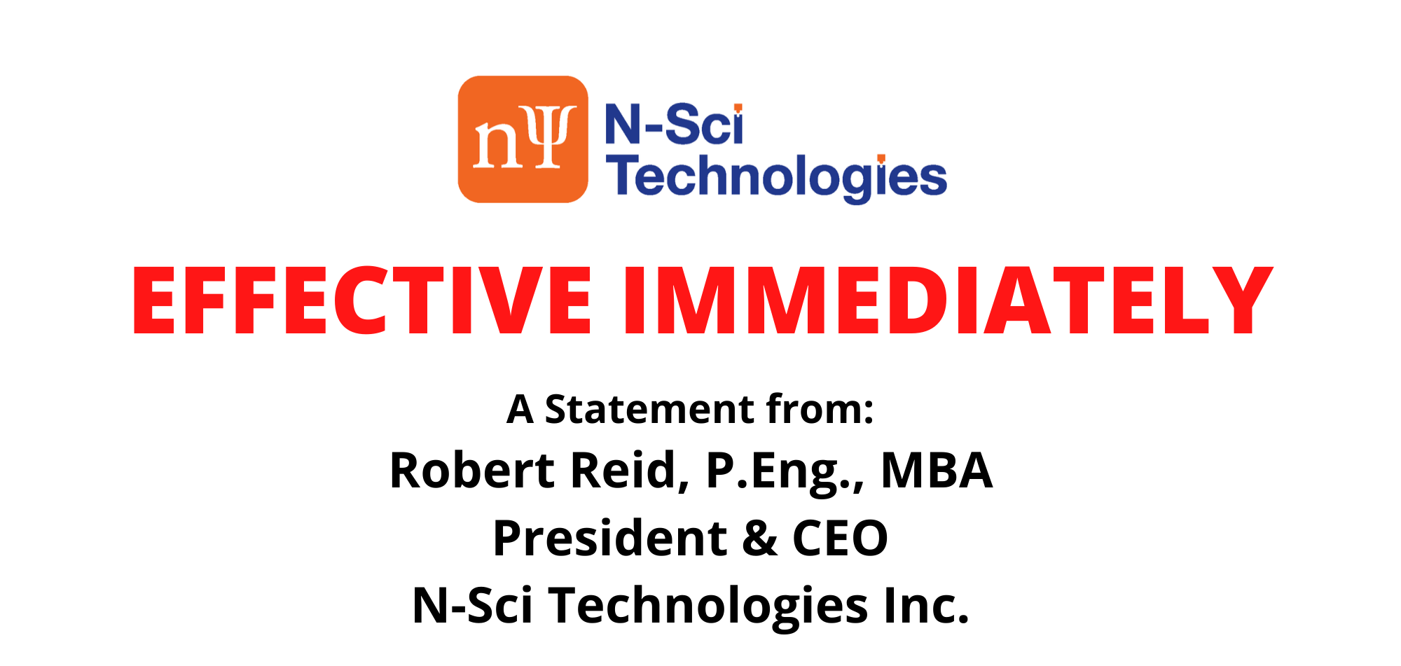 COVID-19 Statement from our CEO – Effective Immediately – N-Sci ...